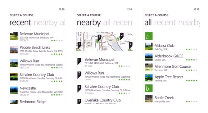 Conceptual USGA golf scoring app by Microsoft shows Windows Phone 7 ...
