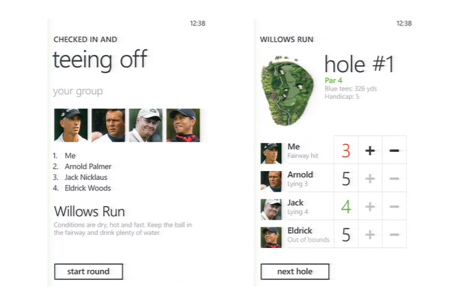 Conceptual USGA golf scoring app by Microsoft shows Windows Phone 7 ...